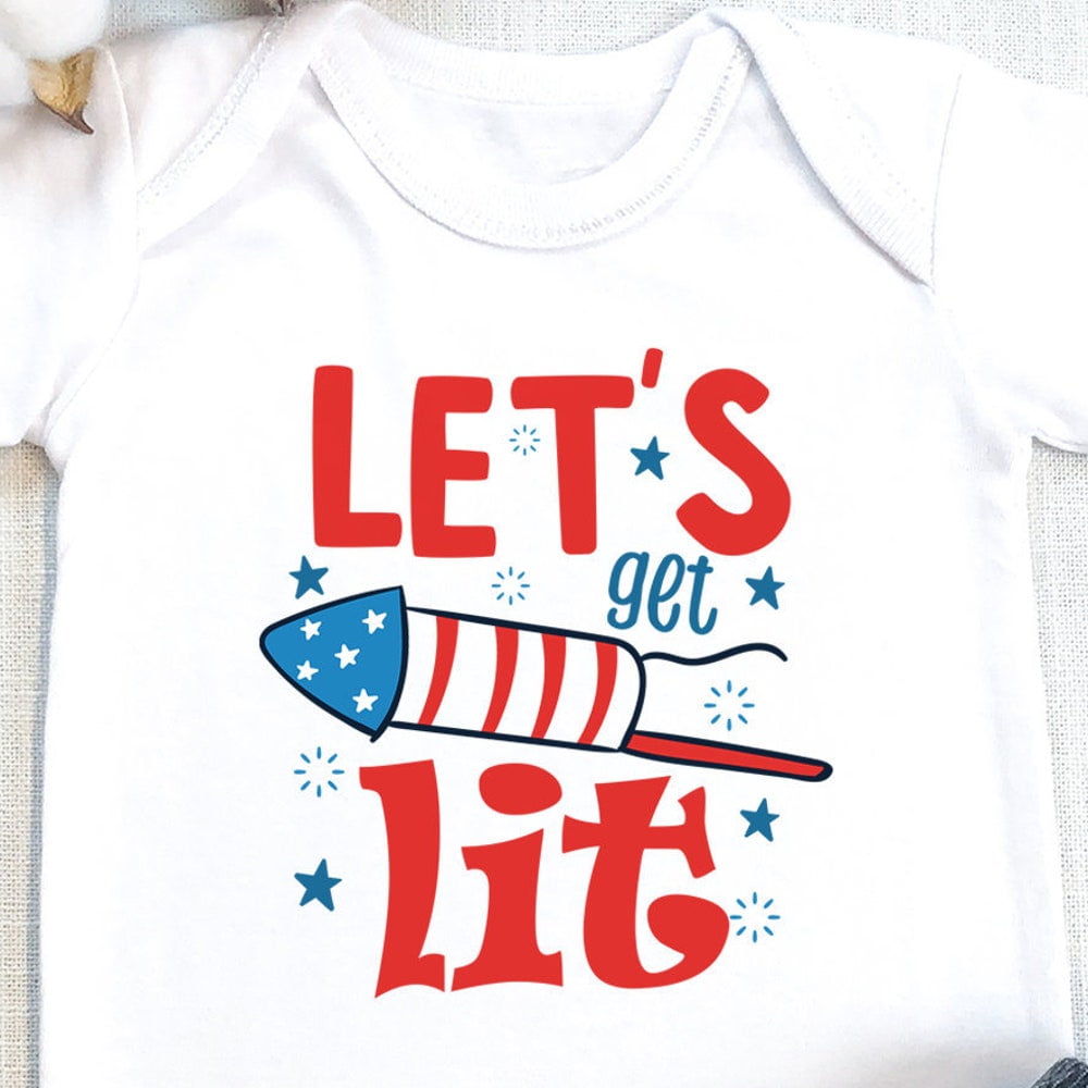 Baby Bodysuit BELLA CANVAS Funny 4Th Of July, Let'S Get Lit Baby ...