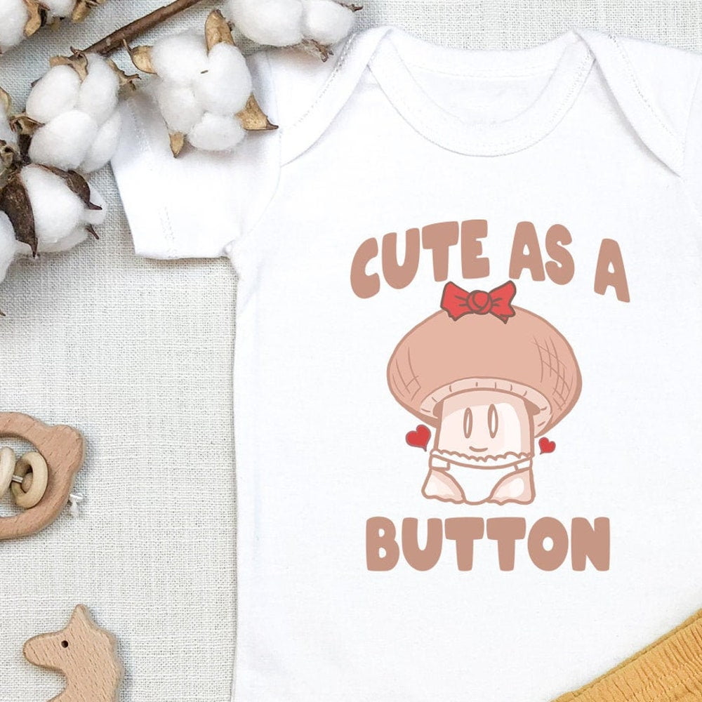 Baby Bodysuit BELLA CANVAS Funny Baby , Cute As A Button, Cute Baby ...