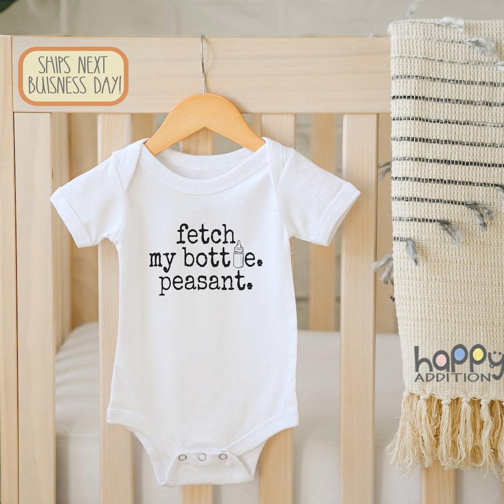Baby Bodysuit BELLA CANVAS Funny Baby, Fetch My Bottle Peasant, Niece ...