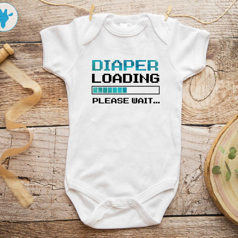 Baby Bodysuit BELLA CANVAS Funny Diaper Loading Onesie - Funny Baby Onesie - Baby Shower Gift ...