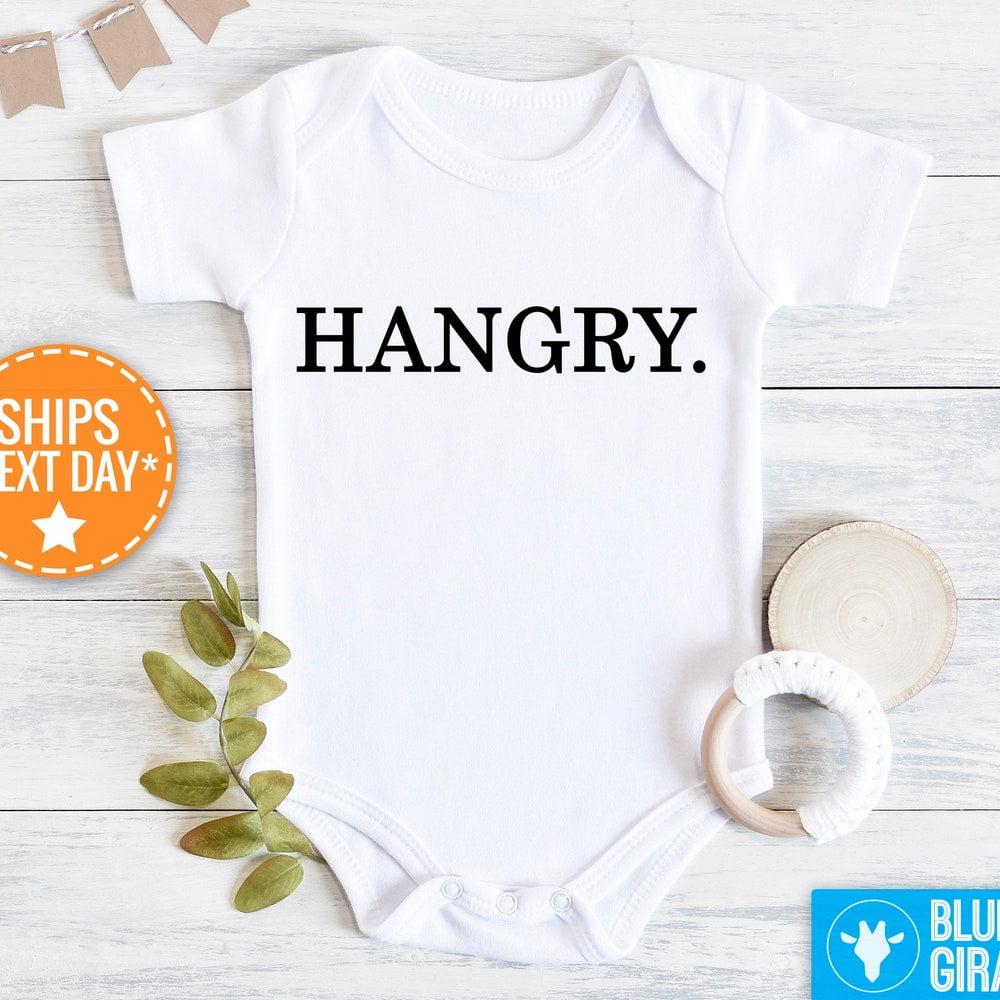 Baby Bodysuit BELLA CANVAS Funny Hangry Baby Onesie, Funny Baby Clothes, Cute Hipster Baby ...