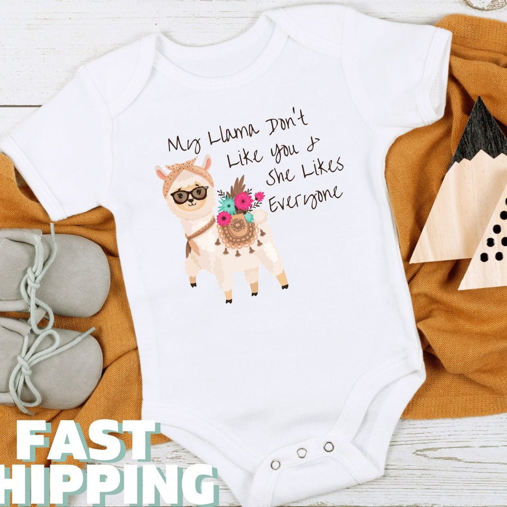 Baby Bodysuit BELLA CANVAS Funny Llama Baby Onesie, Farm Onesie, Nmy ...