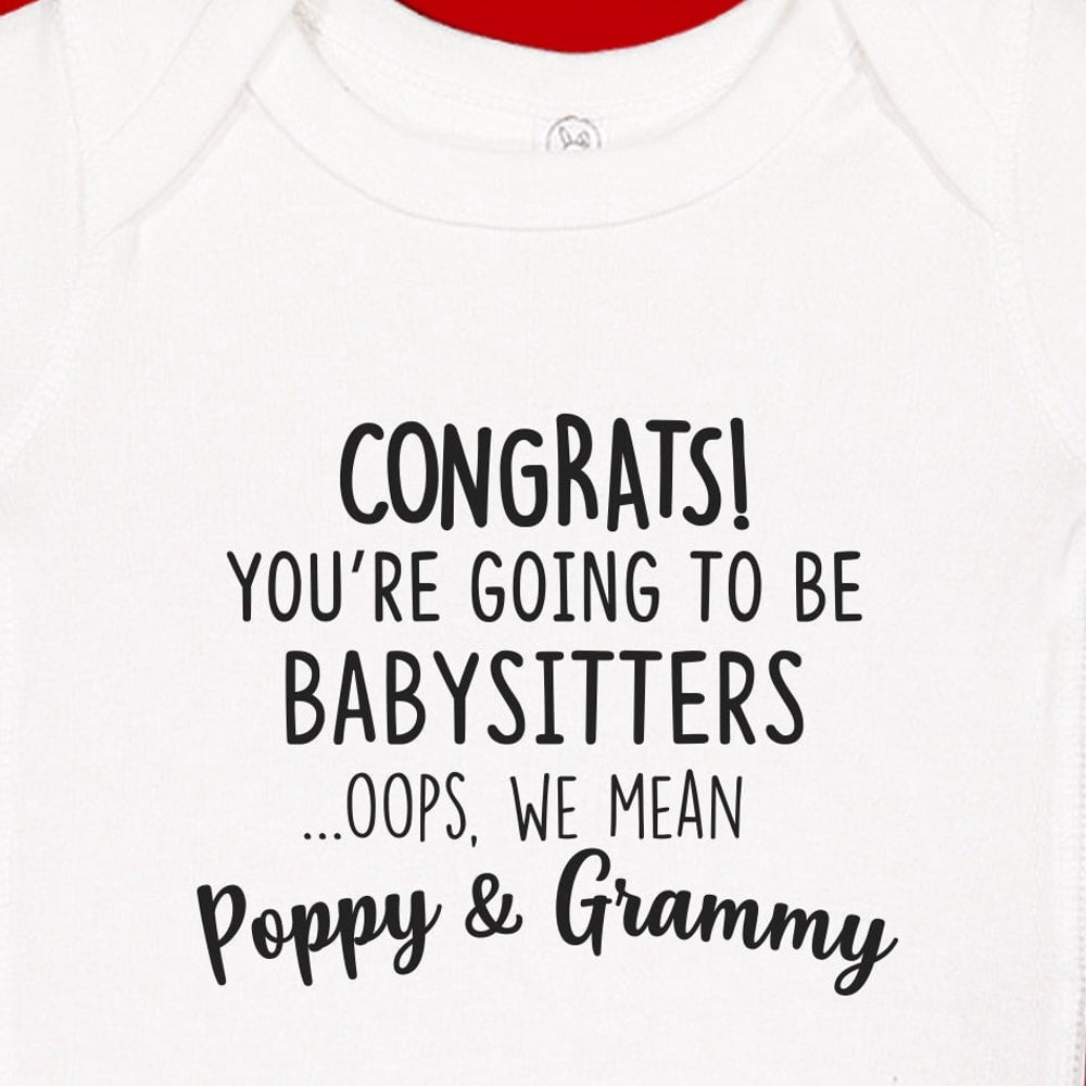 Baby Bodysuit BELLA CANVAS Funny Poppy And Grammy Baby Reveal Pregnancy ...