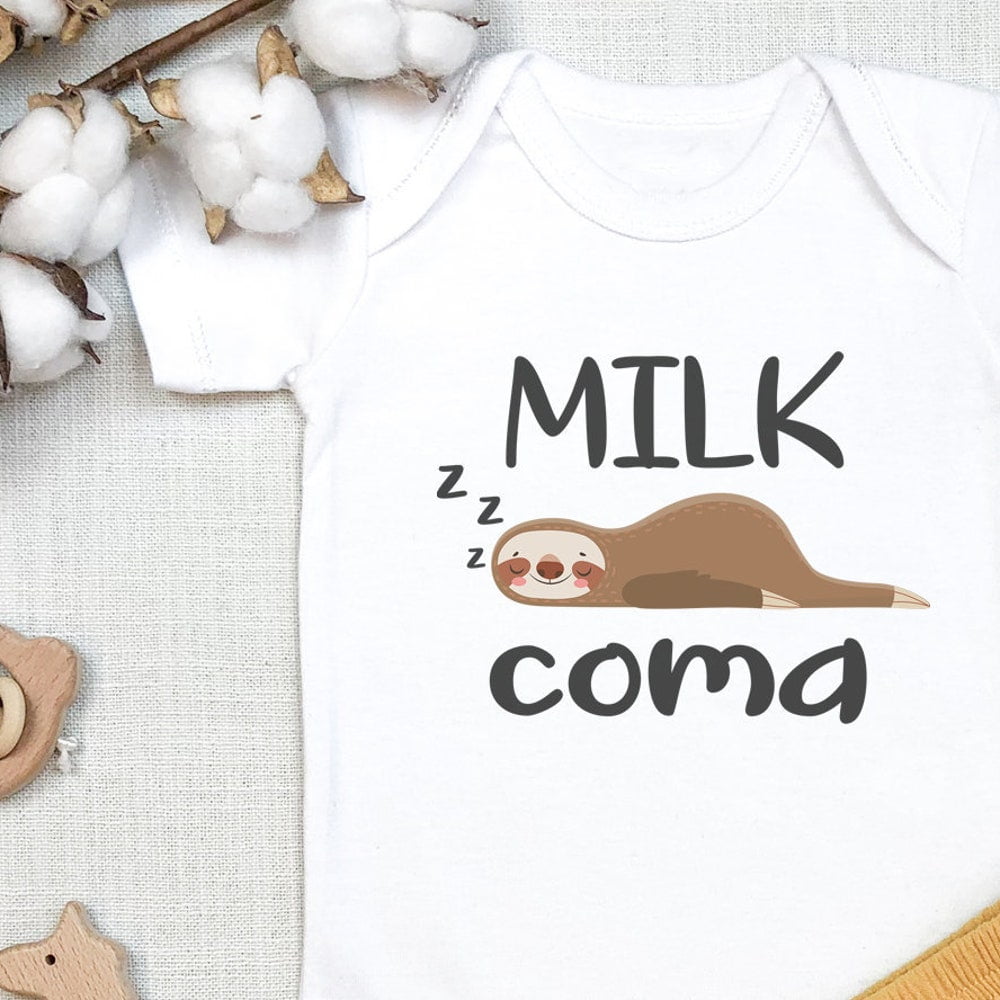 Baby Bodysuit BELLA CANVAS Funny Sloth Baby, Milk Coma Baby Bodysuit ...