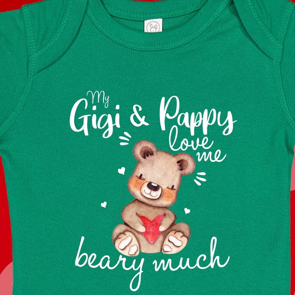 Baby Bodysuit BELLA CANVAS Gigi And Pappy Newborn Clothes, My Gigi And Pappy Love Me Beary Much ...