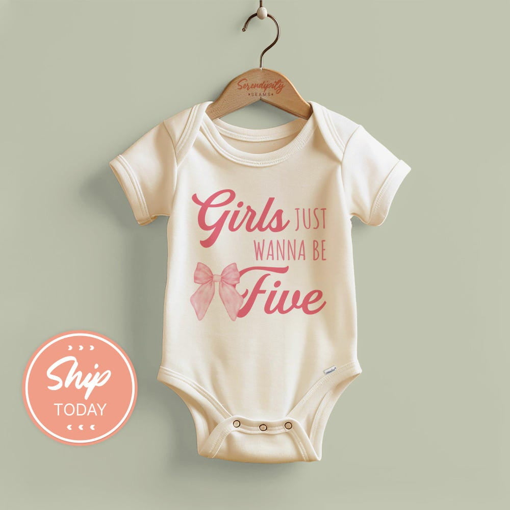 Baby Bodysuit BELLA CANVAS Girls Just Wanna Be Five Outfit, Cute ...