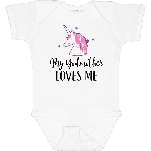 Baby Bodysuit BELLA CANVAS Godmother Loves Me Unicorn Girls Baby Bodysuit Goddaughter Godchild ...