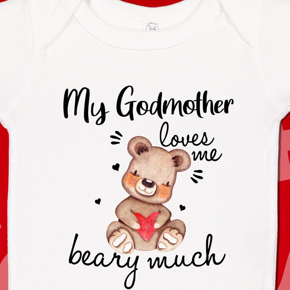 Baby Bodysuit BELLA CANVAS Godmother Newborn Clothes, My Godmother Loves Me Beary Much Baby ...