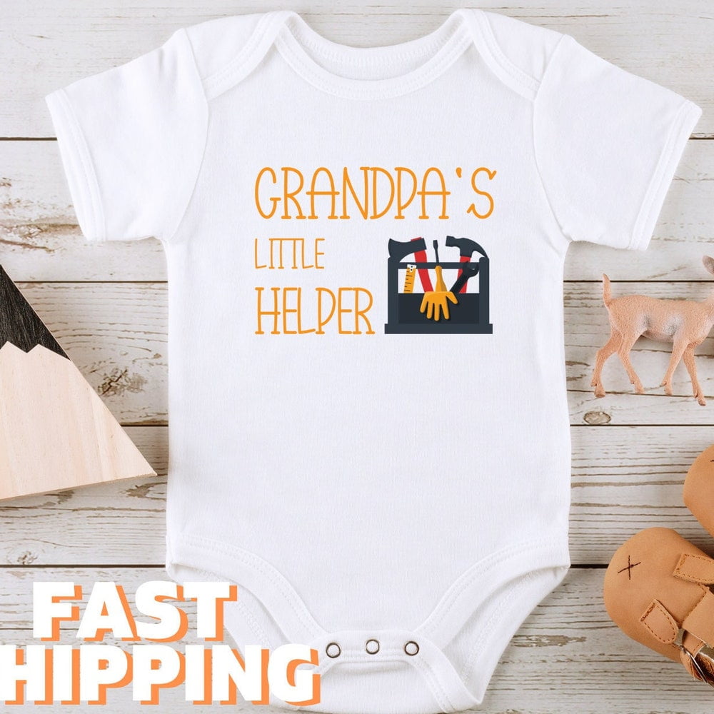 Baby Bodysuit BELLA CANVAS Grandpa'S Little Helper Baby Onesie, Grandfather Baby Onesie, Cute ...