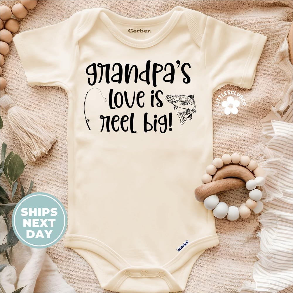 Baby Bodysuit BELLA CANVAS Grandpa'S Love Is Reel Big! Onesie, Fishing Baby Bodysuit, Grandpa ...