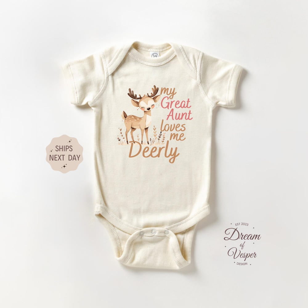 Baby Bodysuit BELLA CANVAS My Great Aunt Loves Me Deerly Baby Onesie, Retro Boho Bodysuit, Funny ...