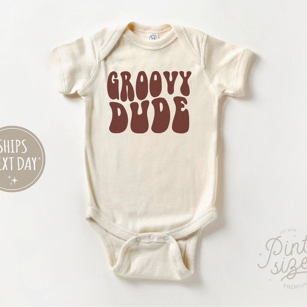 Baby Bodysuit BELLA CANVAS Groovy Dude Baby Onesie - Retro Boys Bodysuit - Cute Natural Baby ...