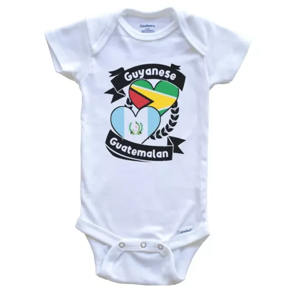 Baby Bodysuit BELLA CANVAS Guyanese Guatemalan Heart Flags Guyana ...