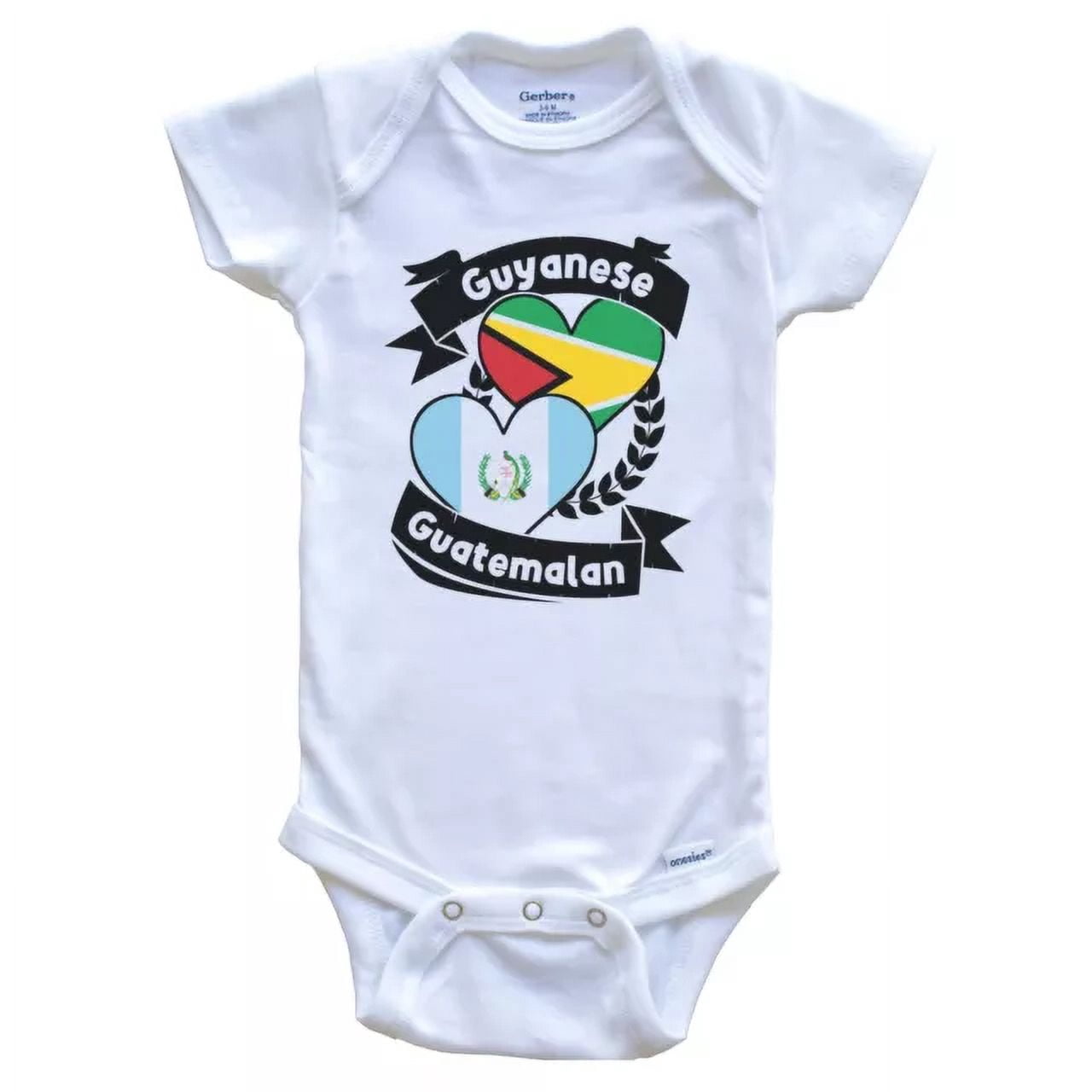 Baby Bodysuit BELLA CANVAS Guyanese Guatemalan Heart Flags Guyana ...