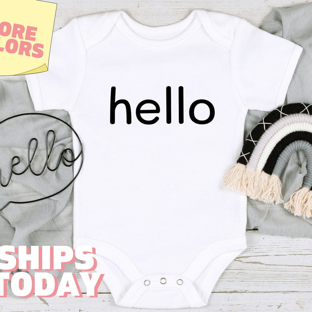 Baby Bodysuit BELLA CANVAS Hello Cute Baby Onesies, Baby Shirt, Cute ...