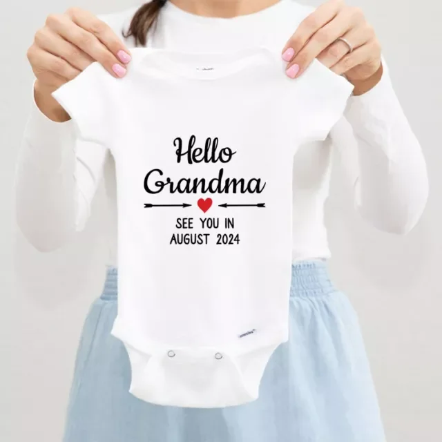 Baby Bodysuit BELLA CANVAS Hello Grandma Pregnancy Announcement Due ...