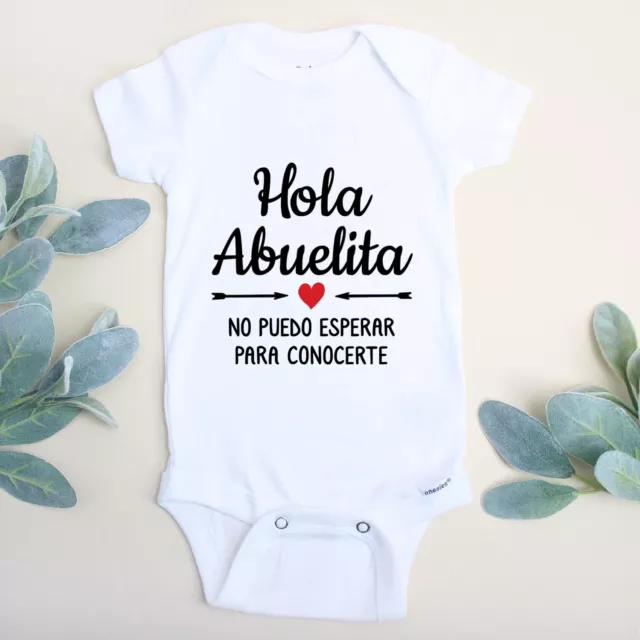 Baby Bodysuit BELLA CANVAS Hola Abuelita Spanish Pregnancy Announcement To Grandma Bodysuit ...