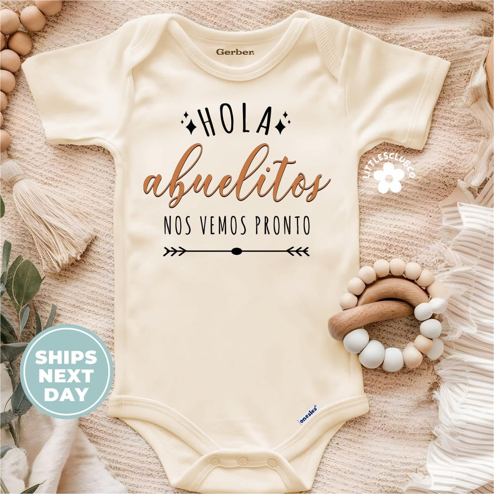 Baby Bodysuit BELLA CANVAS Hola Abuelitos Baby Onesie, Hello Grandparents Bodysuit, Grandparents ...