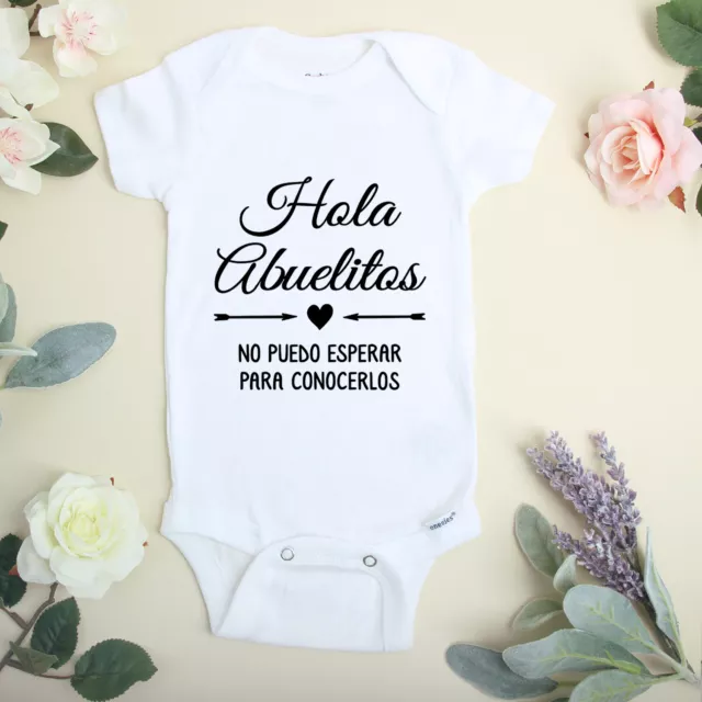 Baby Bodysuit BELLA CANVAS Hola Abuelitos Spanish Pregnancy Announcement Baby Bodysuit No Puedo ...