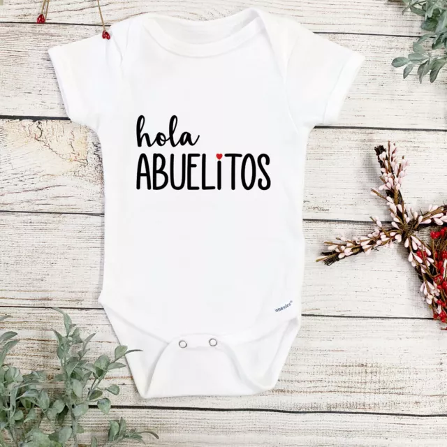 Baby Bodysuit BELLA CANVAS Hola Abuelitos Spanish Pregnancy Announcement To Grandma Grandpa ...