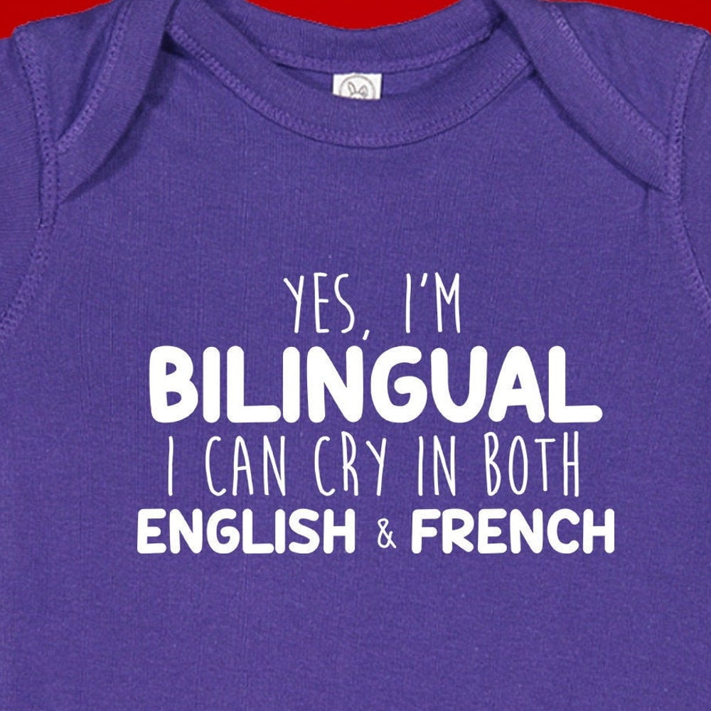 Baby Bodysuit BELLA CANVAS I Can Cry In English And French Baby ...