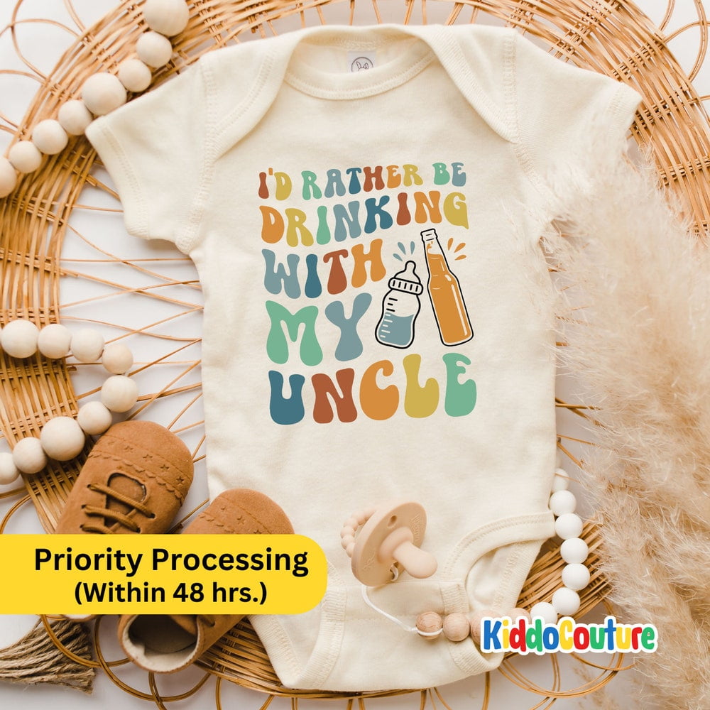 Baby Bodysuit BELLA CANVAS I'D Rather Be Drinking With My Uncle Baby ...