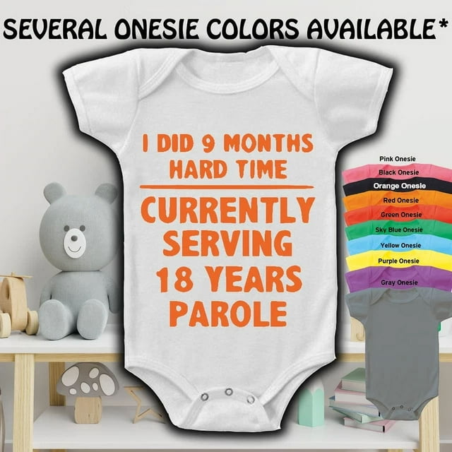 Baby Bodysuit BELLA CANVAS I Did 9 Months Hard Time Onesie Funny Baby Shower Gift Infant ...
