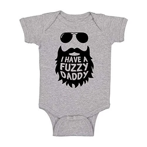 Baby Bodysuit BELLA CANVAS I Have A Fuzzy Daddy - Cute Infant Creeper Baby Funny Light Grey ...