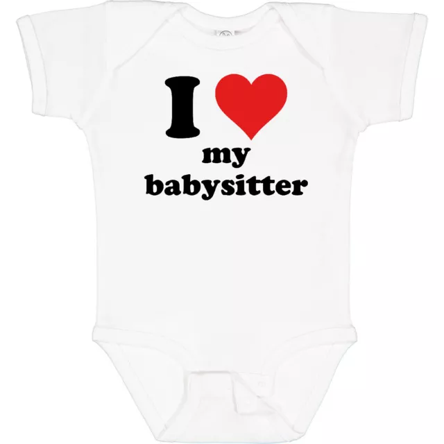 Baby Bodysuit BELLA CANVAS I Heart My Babysitter Baby Bodysuit Love One-Piece Infant Creeper ...