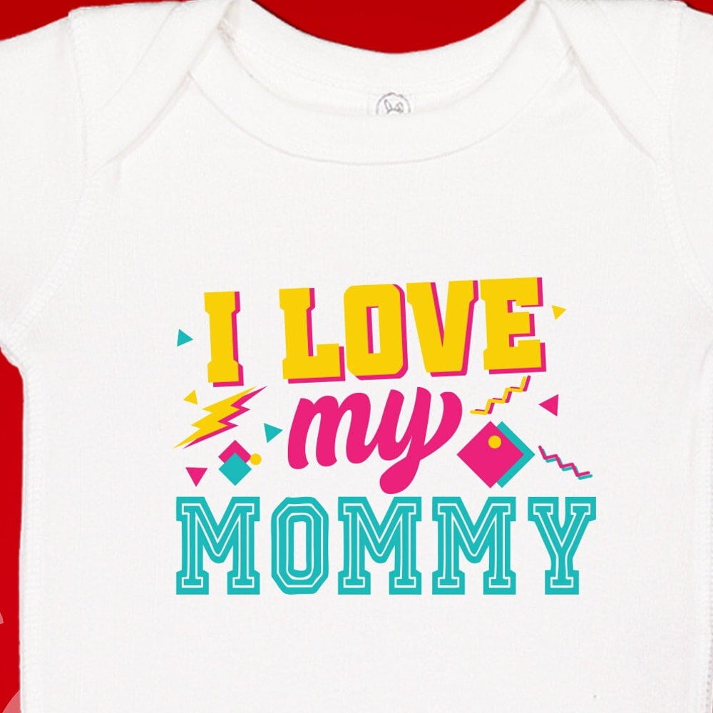 Baby Bodysuit BELLA CANVAS I Love My Mommy Baby Onesie, Retro I Love My ...