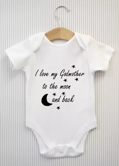 Baby Bodysuit BELLA CANVAS I Love My Godmother To The Moon & Back Babygrow Baby Grow Top ...