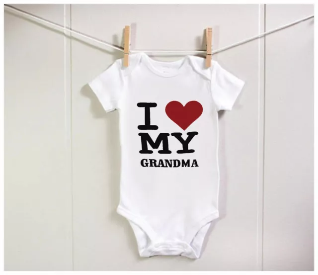 Baby Bodysuit BELLA CANVAS I Love My Grandma Nana Nonna Bodysuit Mum Dad Aunty Uncle Grandpa ...