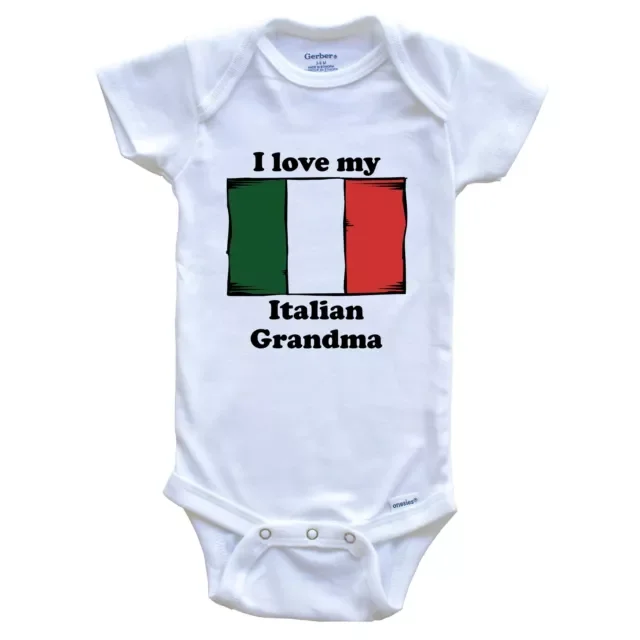 Baby Bodysuit BELLA CANVAS I Love My Italian Grandma Italy Flag Grandchild One Piece Baby ...
