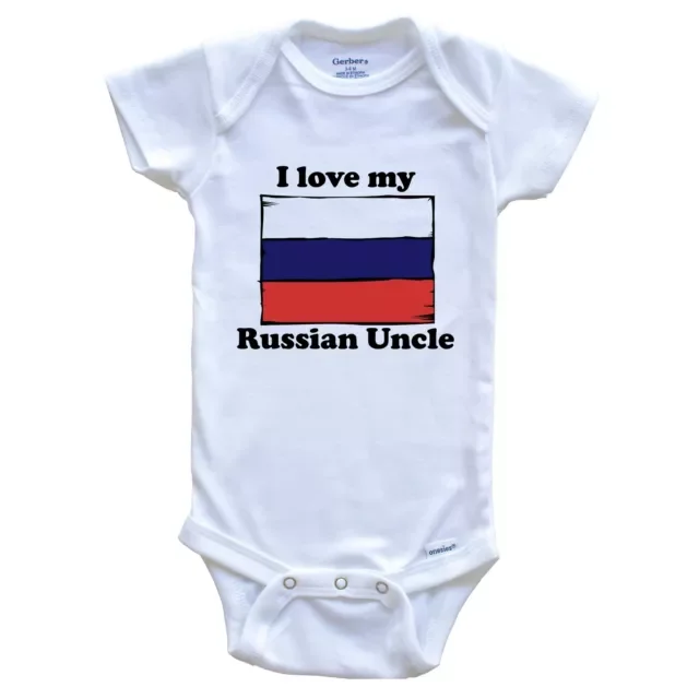 Baby Bodysuit BELLA CANVAS I Love My Russian Uncle Russia Flag Niece ...