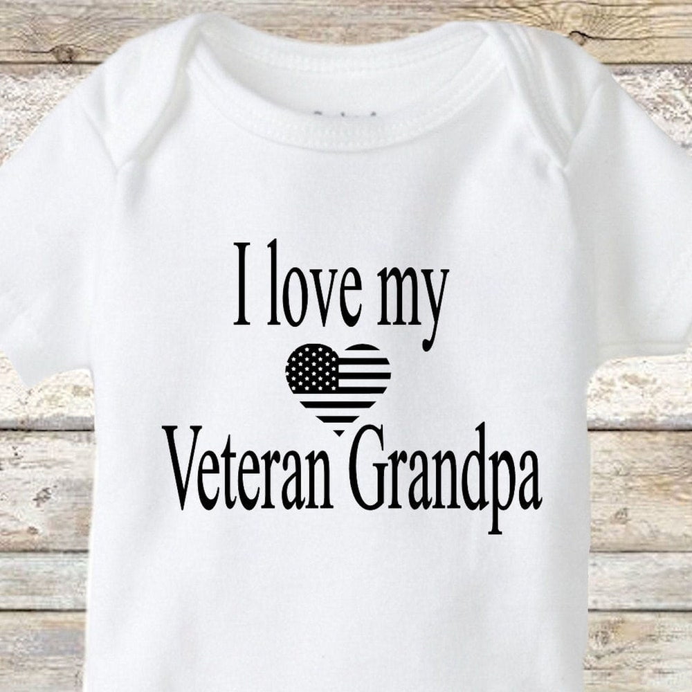 Baby Bodysuit BELLA CANVAS I Love My Veteran Grandpa Baby Onesie/Grandpa Is A Veteran Shirt ...