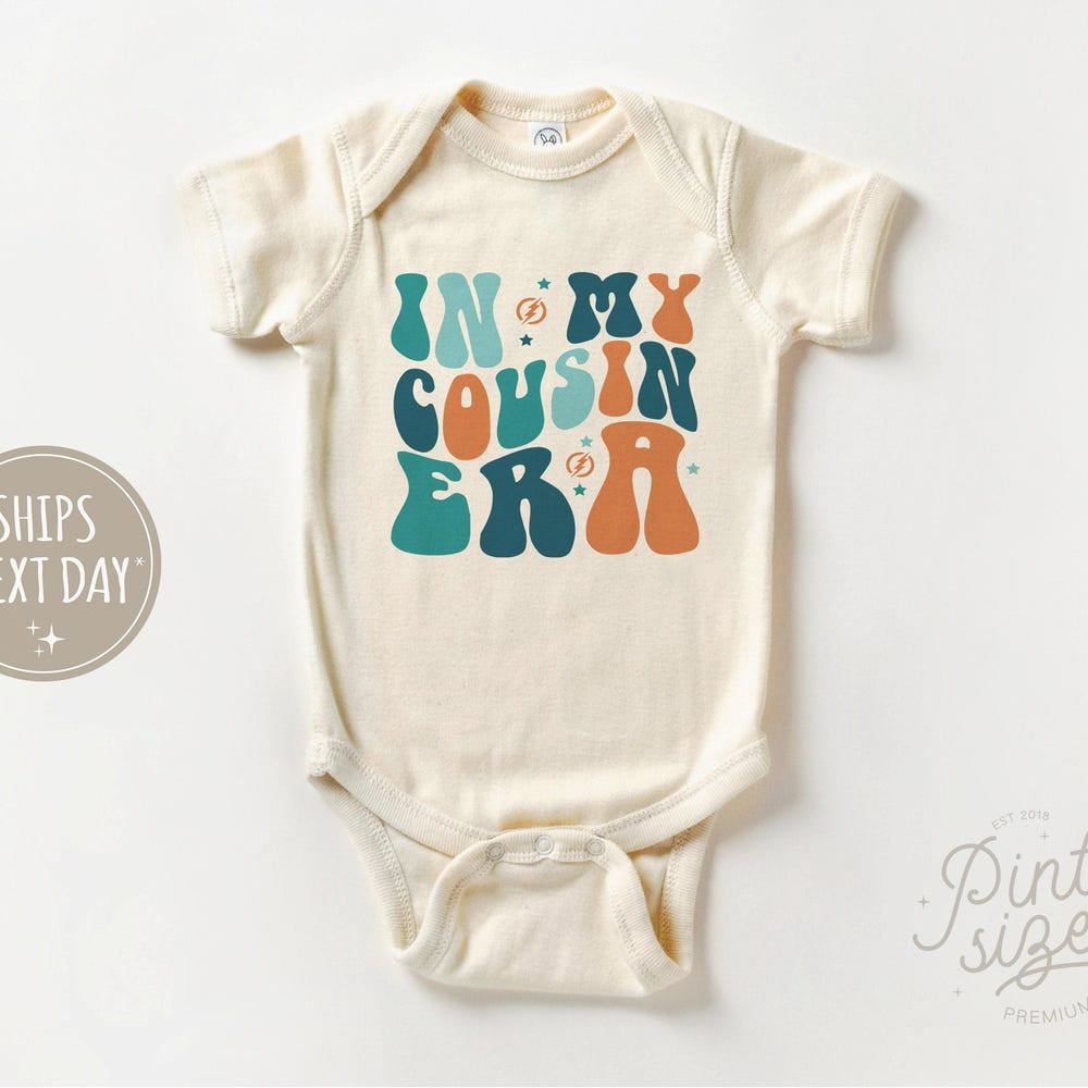 Baby Bodysuit BELLA CANVAS In My Cousin Era Onesie - Boys Retro Bodysuit - Cute Cousin Natural ...