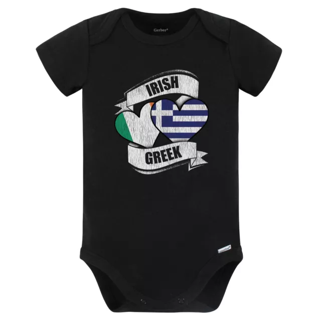Baby Bodysuit BELLA CANVAS Irish Greek Hearts Ireland Greece Flags Baby ...