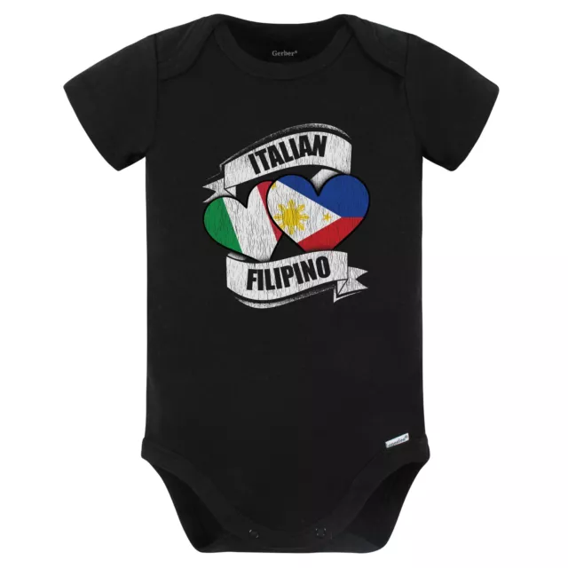 Baby Bodysuit BELLA CANVAS Italian Filipino Hearts Italy Philippines ...