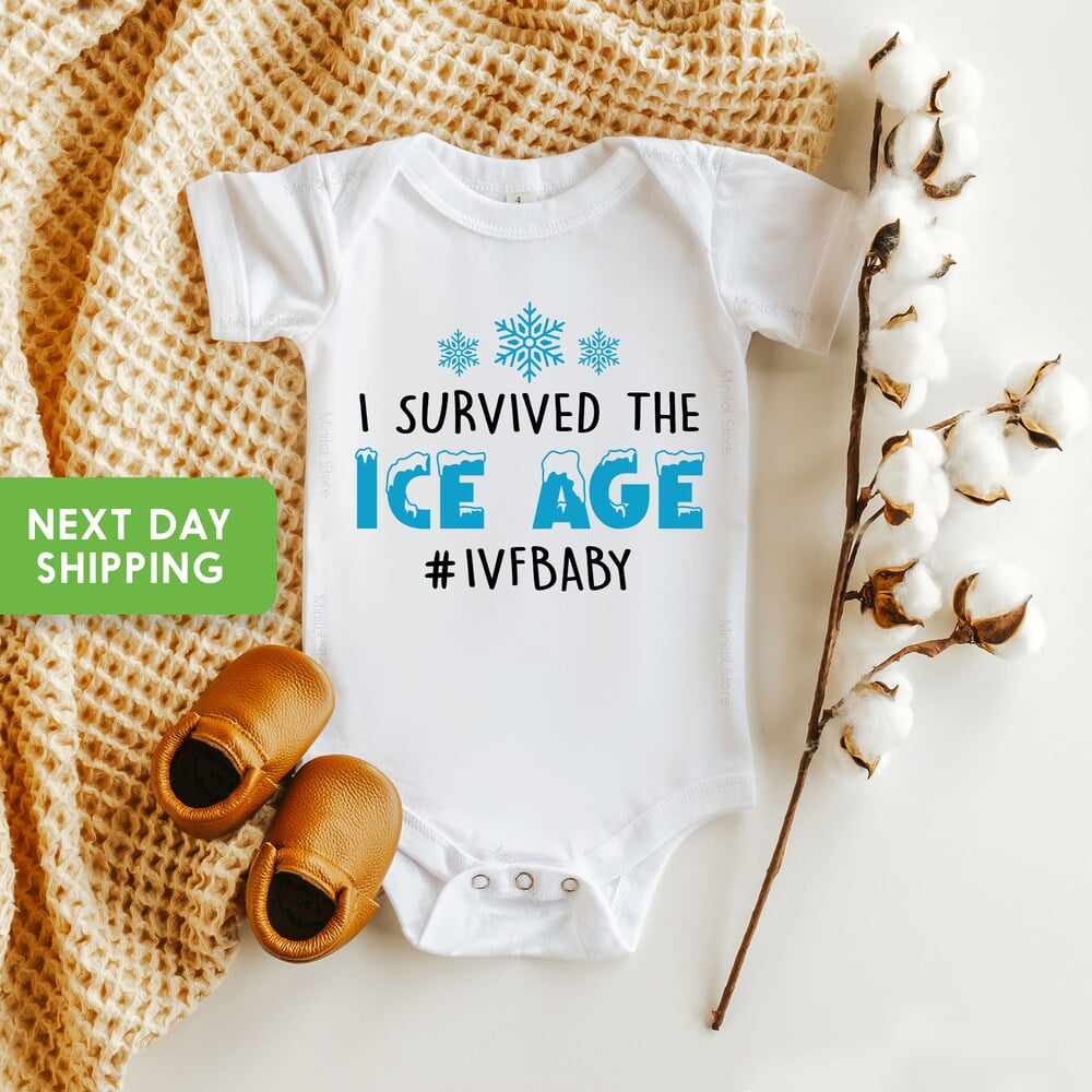 Baby Bodysuit BELLA CANVAS Ivf Onesie, I Survived The Ice Age Onesie ...