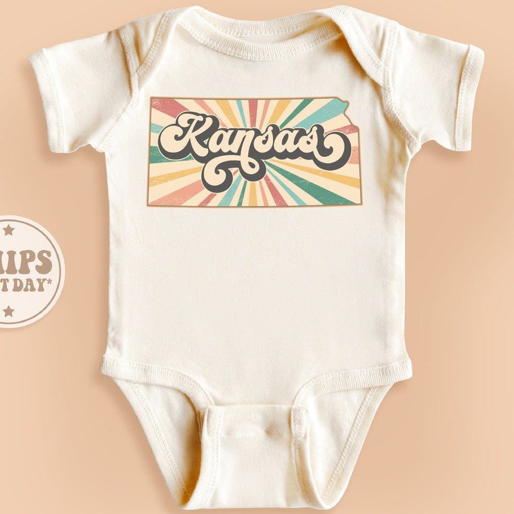 Baby Bodysuit BELLA CANVAS Kansas State Onesie, Retro Natural Baby ...