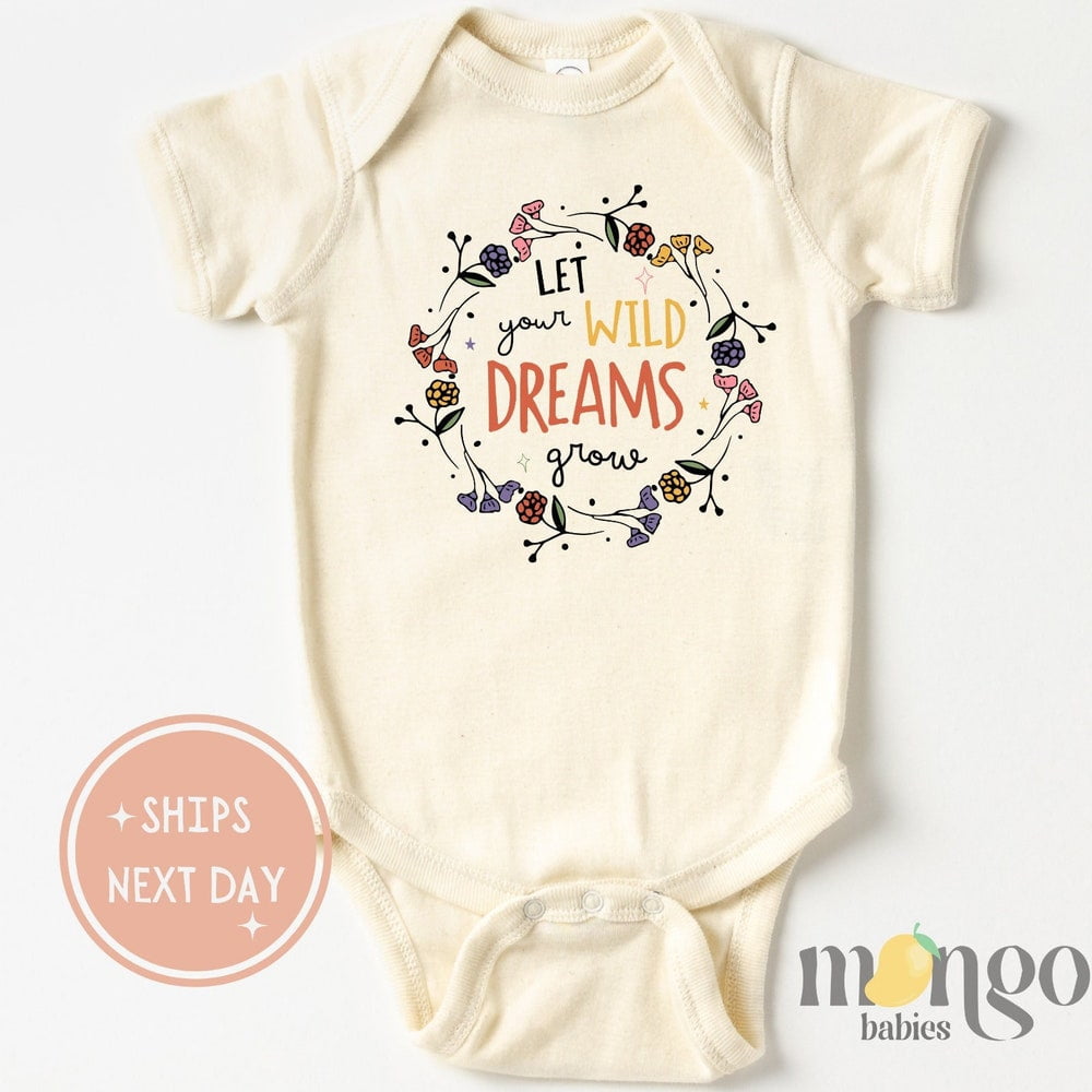 Baby Bodysuit BELLA CANVAS Let Your Wild Dreams Grow Onesies Cute Baby Shower Flower Girl ...