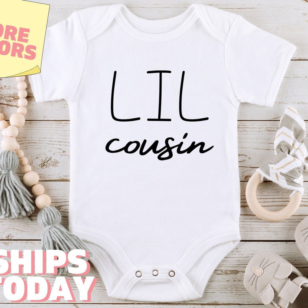 Baby Bodysuit BELLA CANVAS Lil Cousin Big Cousin Baby Onesie Middle Cousin Cute Little Cousin ...