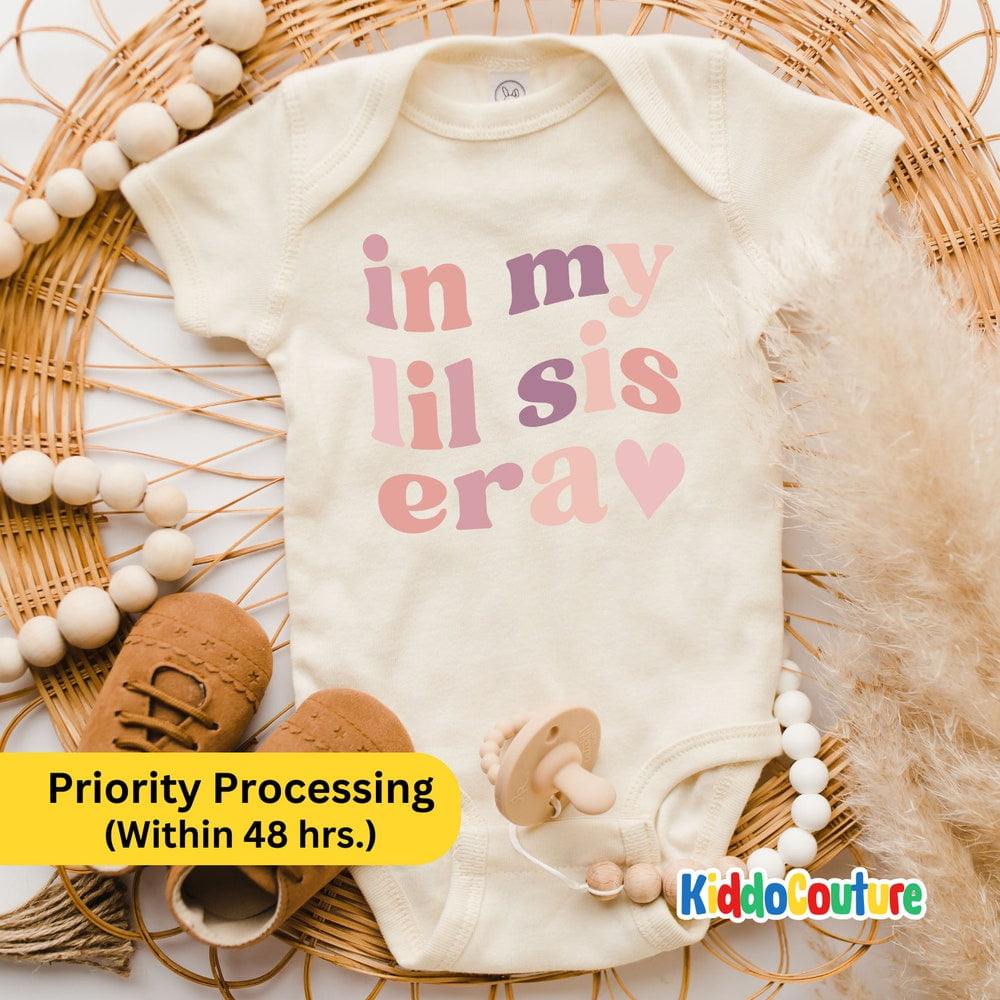 Baby Bodysuit BELLA CANVAS In My Lil Sis Era Onesie, Retro Lil Sis Onesie, Little Sister Baby ...