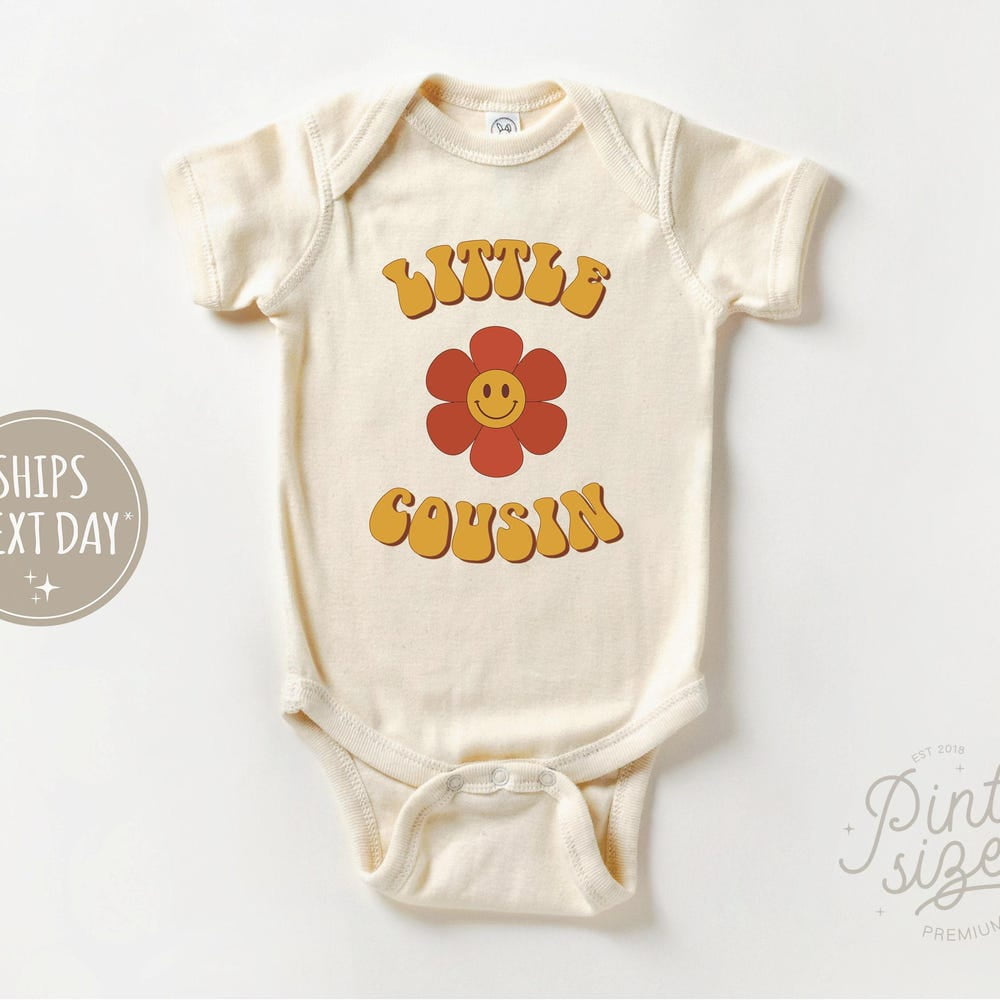 Baby Bodysuit BELLA CANVAS Little Cousin Flower Onesie - Boho Retro Bodysuit - Matching Cousin ...