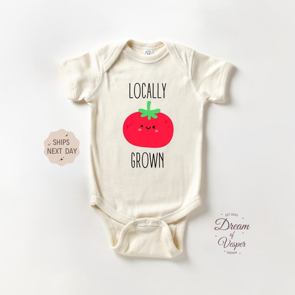Baby Bodysuit BELLA CANVAS Locally Grown Tomato Baby Onesie, Cute ...