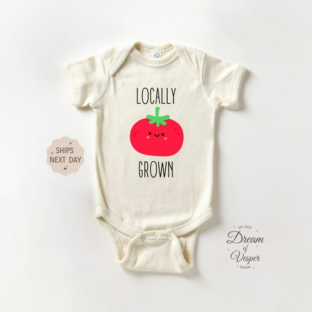 Baby Bodysuit BELLA CANVAS Locally Grown Tomato Baby Onesie, Cute Tomatoes Baby Bodysuit, Funny ...