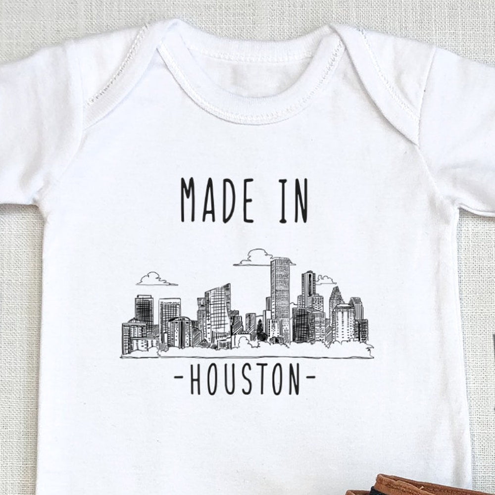Baby Bodysuit BELLA CANVAS Made In Houston Baby, Houston Baby Outfit ...