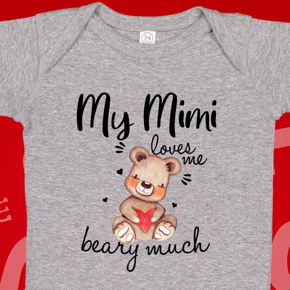 Baby Bodysuit BELLA CANVAS Mimi Newborn Clothes, My Mimi Loves Me Beary Much Baby Bodysuit, Mimi ...