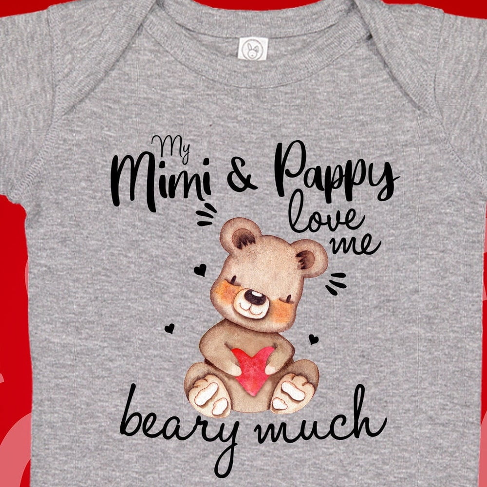 Baby Bodysuit BELLA CANVAS Mimi And Pappy Newborn Clothes, My Mimi And Pappy Love Me Beary Much ...