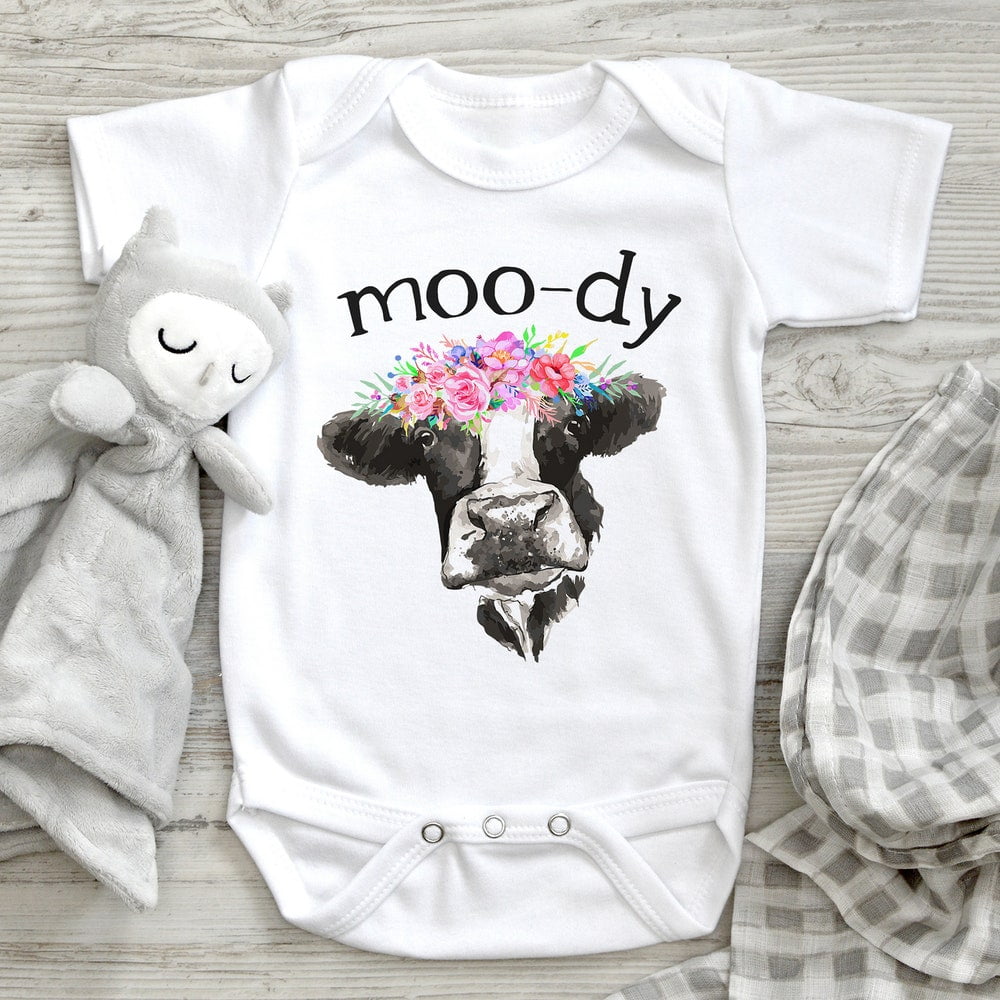 Baby Bodysuit BELLA CANVAS Moo-Dy Cow Onesie - Farm Onesie - Country ...
